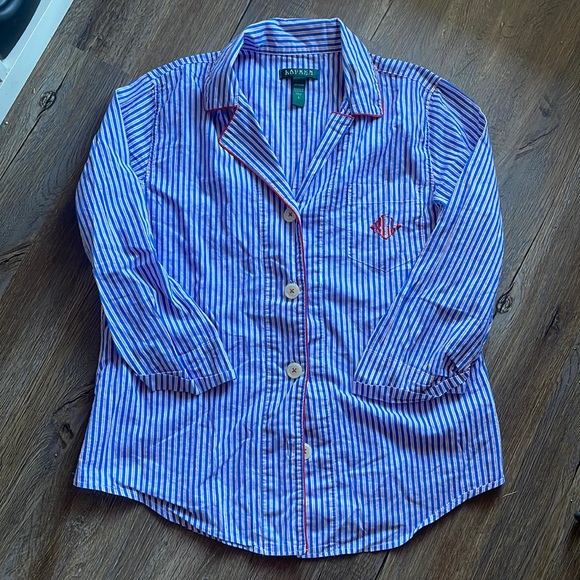 Lauren Ralph Lauren | Tops | Lauren Ralph Lauren Striped Pajama Top ...